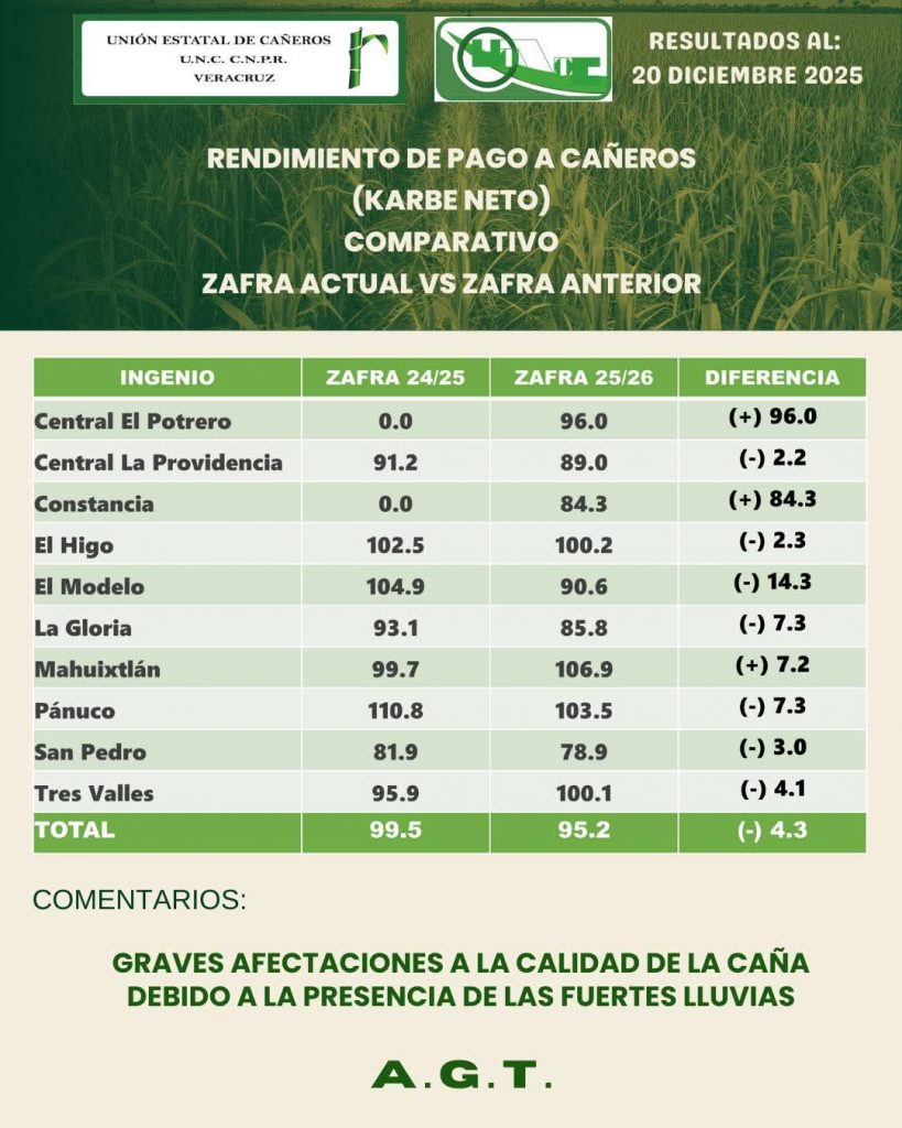 Lluvias golpean la calidad de la caña y desploman el Karbe en Veracruz ...